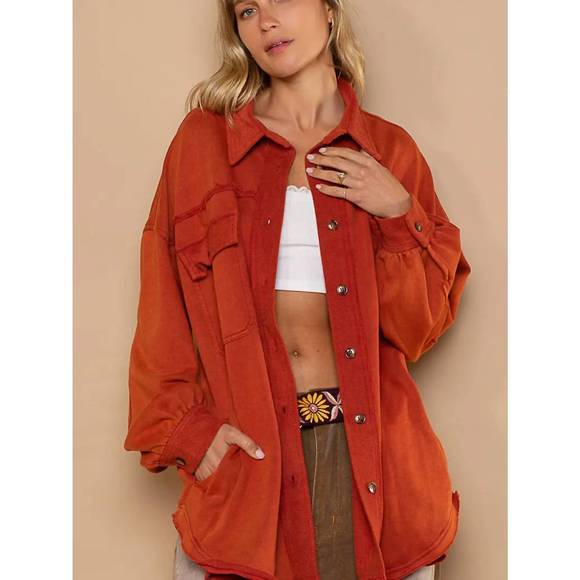 POL | Tops | New Pol Comfort Queen Shacket In Burnt Orange | Poshmark